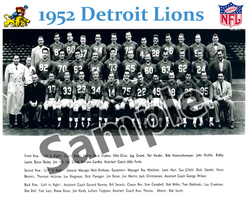 NFL 1952 Detroit Lions Team Picture with Names 8 X 10 Photo Pic | eBay