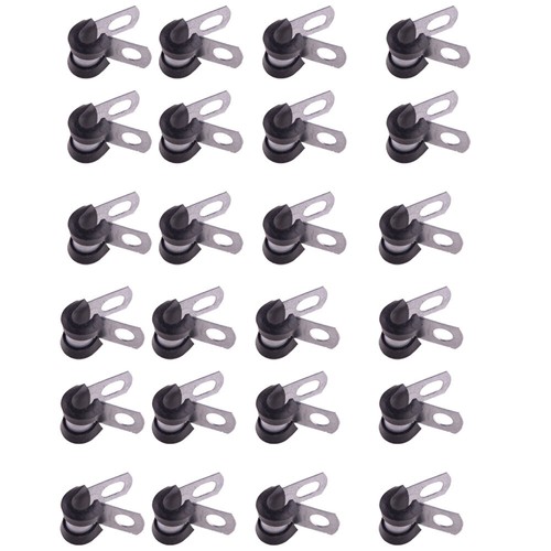 24pcs Metal Fuel Pipe Clamp Rubber Fuel Line Brake Clips Cable Hose ...