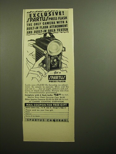 1950 Spartus Press Flash Camera Advertisement | eBay