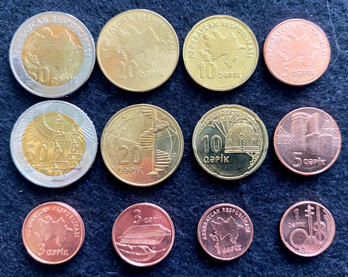 AZERBAIJAN 6 Coins Set 1, 3, 5, 10, 20, 50 QAPIK 2016 UNC World Coins ...