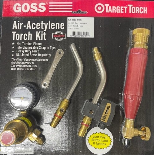 Goss KX-4B Target Torch Air-Acetylene Kit, W/GA-5, GA-14 Tips, B Cyl ...