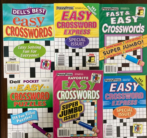 Lot of 6 Dell Penny Press Easy Crossword Puzzle Books Express Favorite ...