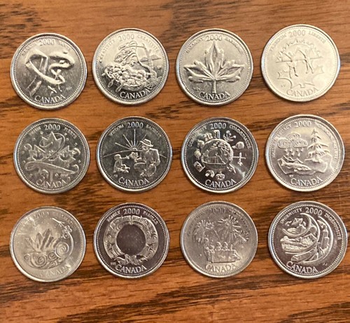 Set of 2000 Millennium Canada 25 cents quarters **combined shipping ...