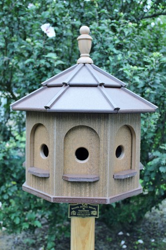 Amish homemade Poly Gazebo Birdhouse yard Antique Mahogany and Brown Lg ...