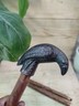 Vintage Handle Harvey Cane Raven Brass Head BLACK Wood Walking Stick ...