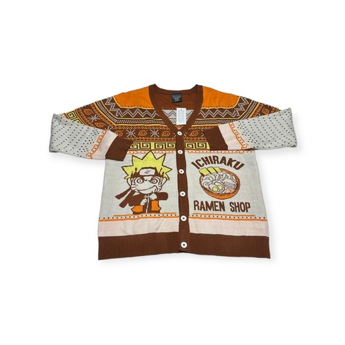 NWT Men's Naruto Cardigan Sweater Multicolor Aztec Ichiraku Ramen Soup ...