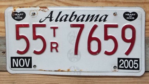 Alabama expired 2005 Semi Trailer - Red Numbers - License Plate ~ 55TR ...