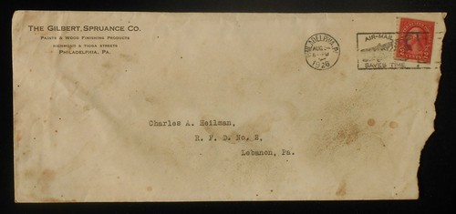 1926 POSTAL HISTORY The Gilbert Spruance Co Paints Port Richmond ...