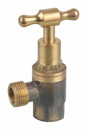 1/2" (15mm) Right Angle Cistern Stop Tap T/Head Rough Brass Watermarked ...