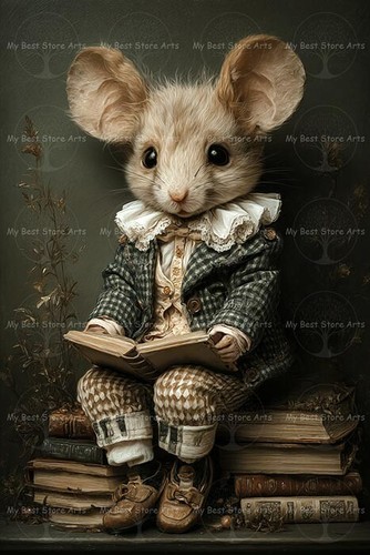 BOOKISH MOUSE ART PRINT, Mice Fantasy Decor, Cottagecore Victorian ...