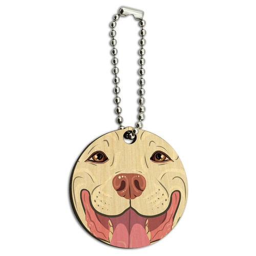 Pit Bull Face White Pet Dog Wood Wooden Round Key Chain | eBay