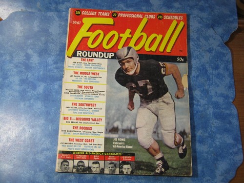 1961 FOOTBALL ROUNDUP MAGAZINE Joe Romig CO ALWORTH AK Gabriel NC + PRO ...
