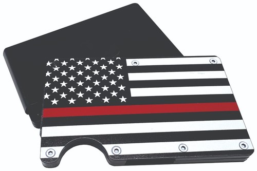 Thin Red Line American Flag RFID Wallet and Money Clip | UV Printed ...