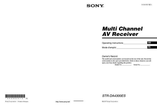 Sony STR-DA4ES Amplifier / Receiver Owners Instruction Manual | eBay