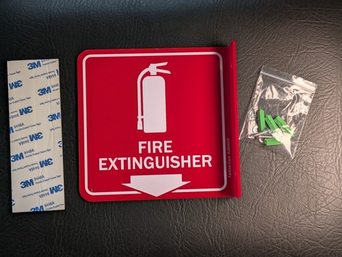 6x6 acrylic fire extinguisher sign with down arrow, mounting hardware ...