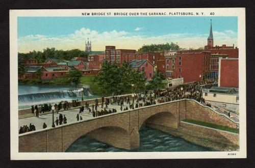 Plattsburg NY-New York, New Bridge Street Bridge over Saranac River ...