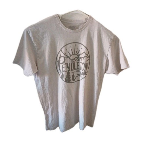Pendleton T Shirt Men's Size XL Beige Graphic Print Logo Short Sleave ...