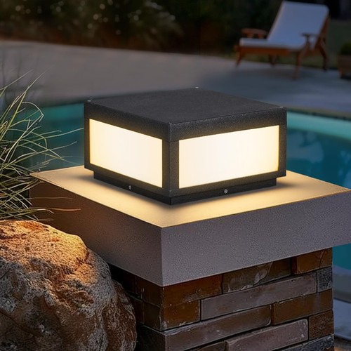 Outdoor Modern Post Light,11.8" Hard Wired Column Caps Lamp AC 100-240V ...