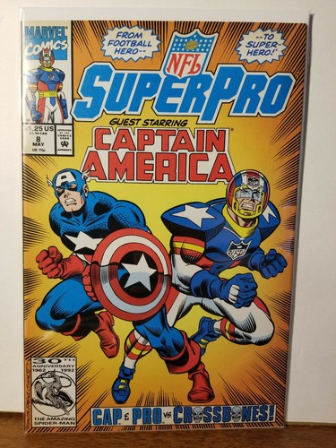 NFL SuperPro ft Captain America, Crossbones (Marvel Comics 1992) #8 VF ...