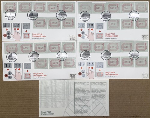 GREAT BRITAIN FDCs SET OF 4 FDCs 32 VALUES ROYAL MAIL POSTAGE LABELS ...