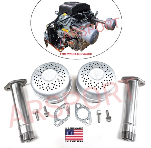Exhaust pipes mufflers For Predator 670cc V-Twin Surface Drive Motor ...