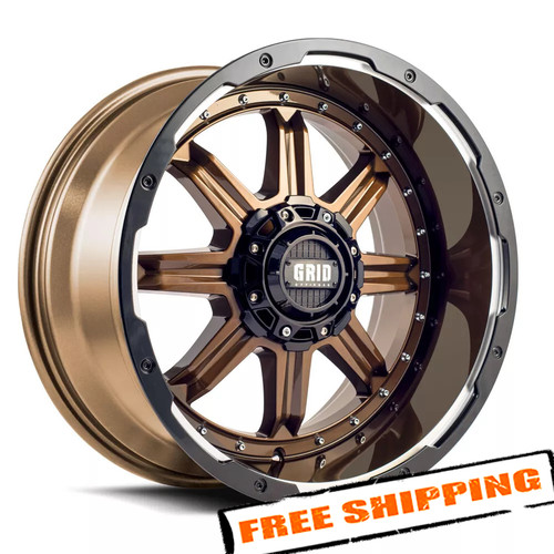 Grid Wheels 20x9 -12 6x135/139.7 106.00 GD10 Gloss Bronze w/ Black Lip ...
