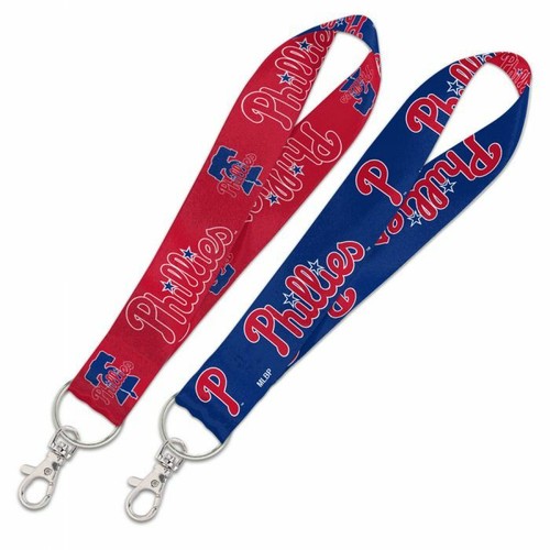 PHILADELPHIA PHILLIES 2 SIDED LANYARD KEYCHAIN 1" WIDE 8" LONG W/ CLASP ...