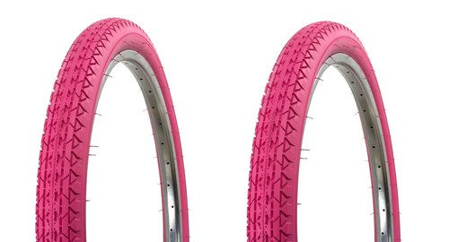 PAIR of Pink BICYCLE TIRES 24" X 2.125 Classic Diamond Pattern Cruiser ...