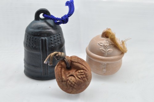 Japanese Clay Bell Ceramic Dorei Vintage temple Bell Wakamiya Mokugyo ...