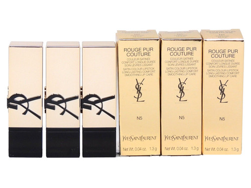 YSL YVES SAINT LAURENT ROUGE PUR COUTURE N5 TRIBUTE NUDE .04oz x 3 MINI LIPSTICK | eBay