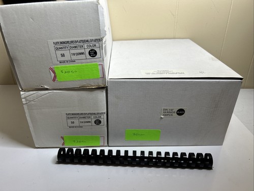 Plastic Comb Binding Supplies 11" Black 22mm (7/8") 175 Sheets Spines ...