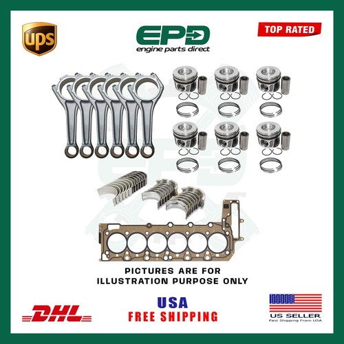 FIT BMW N57 N57D30 ENGINE PISTON SET + CONNECTING ROD & REBUILD KIT 3 ...