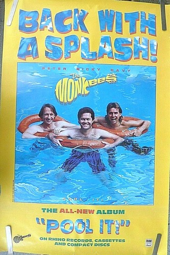 Monkees original 1987 Promo poster 24” X 36” “Pool It” Official poster ...