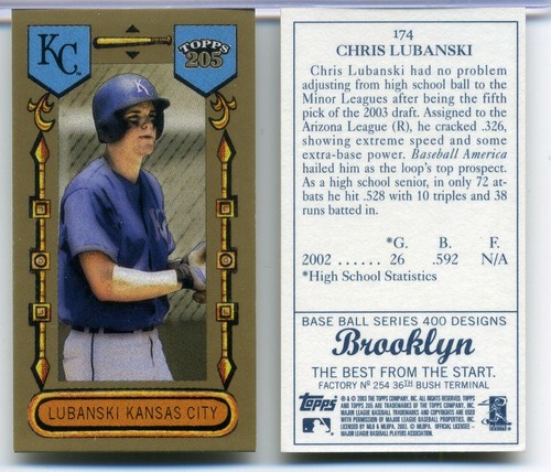 2003 Topps 205 Brooklyn Kansas City Royals #174 Chris Lubanski FY RC SP ...