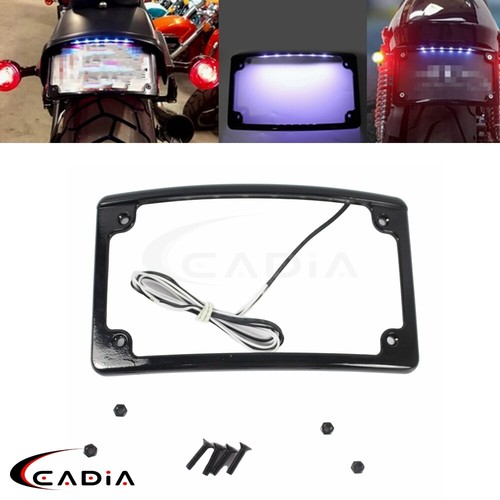 Motorcycle Curved LED Number License Plate Frame For Harley Dyna ...