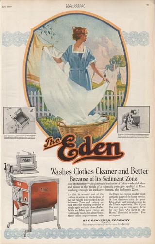 1920 EDEN CLOTHING WASHER LAUNDRY CLEANER FASHION APPLIANCE TUB DECOR ...