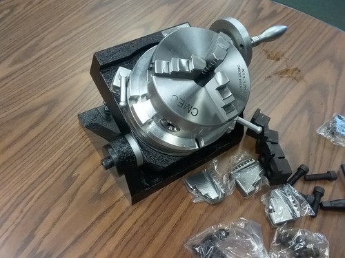 6" TILTING ROTARY TABLE, heavy duty, Centering adapter & 5" chuck #TSK ...
