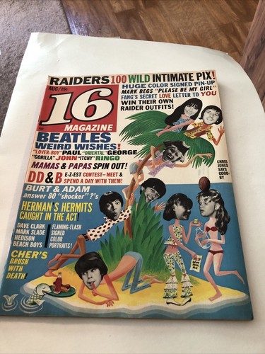 The Beatles, Cher, The Mamas & The Papas, Adam West - 16 Magazine 1966 ...