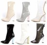 Round Toe Velvet Suede Clear Perspex Lucite Heel Ankle Women's Dress ...