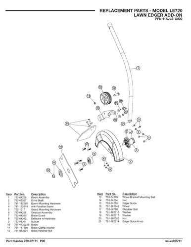 MTD 753-08021 Edger Guide #15 & #8 Deflector OEM PARTS MODEL LE720 LAWN ...