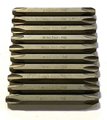 Wiha #3 x 60mm Phillips Double Ended Bit Impact Resistant 1/4" Hex ...