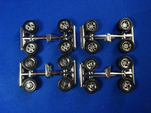 4 NEW SETS OF HO ROAD RACE REPLICAS CHROME WHEELS AND TIRES AURORA T ...