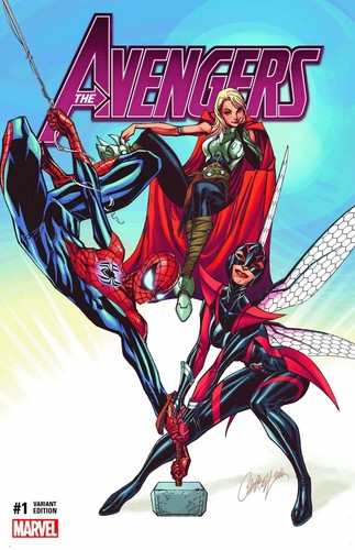 AVENGERS #1 EXCLUSIVE J SCOTT CAMPBELL EXCLUSIVE SPIDERMAN WASP THOR ...