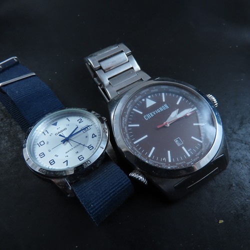 MTP-V008 Casio Army & Chrvignon GMT Inner Rotate Bezel Quartz Men Watch ...