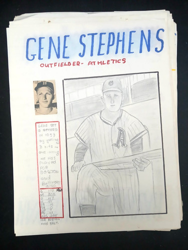 Vintage 1960 Original Baseball Art - Gene Stephens Kansas City ...