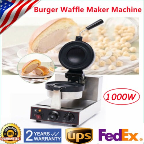 1KW Electric Burger Waffle Maker Nonstick Hamburger Panini Press Baking ...