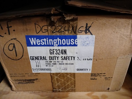 Westinghouse GF324N 200A Fusible Safety Switch, NEMA 1 Enclosure | eBay