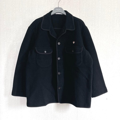Papas Wool Coat Men’s Black 48 Crown Embroidery Logo Check Lining ...