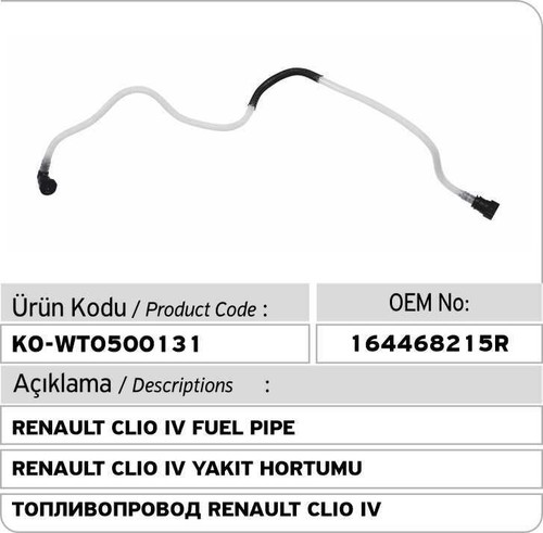 RENAULT CLIO IV CAPTUR 1.5 DCI FUEL LINE 164468215R 164460768R ...