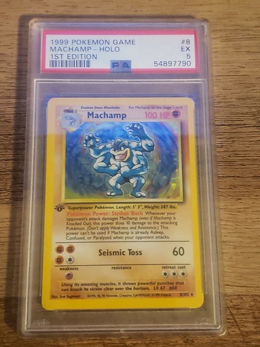MACHAMP PSA 5 1999 POKEMON TCG GAME #8 HOLO 1ST EDITION 100 HP EX 2382 ...
